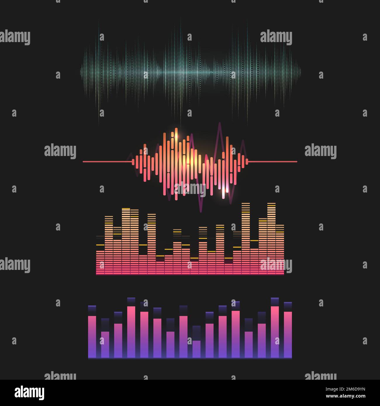 Colorful sound wave equalizer vector design set Stock Vector Image & Art - Alamy