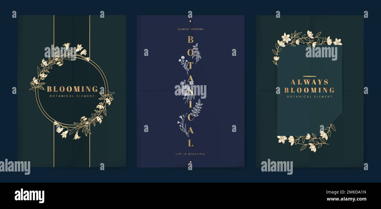 Feminine floral paper card set design vector Stock Vector Image & Art ...