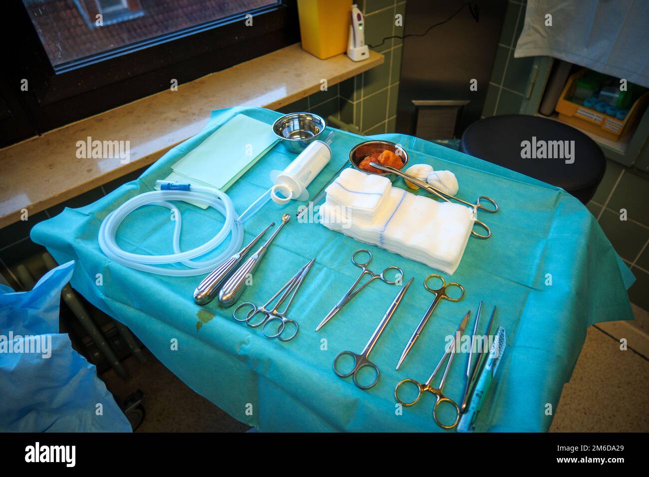 on the operating table are the instruments for hematoma removal Stock ...