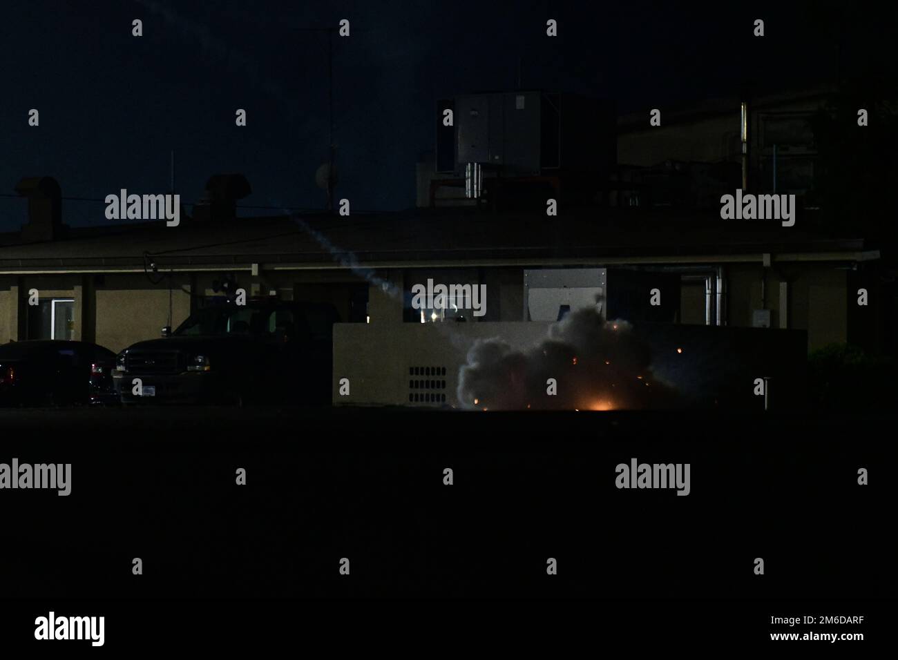 An unexploded ordnance lands near an entry control point during routine ...