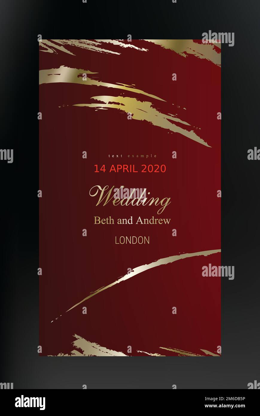 Golden paint smear on dark red background realistic vector. Beautiful ...