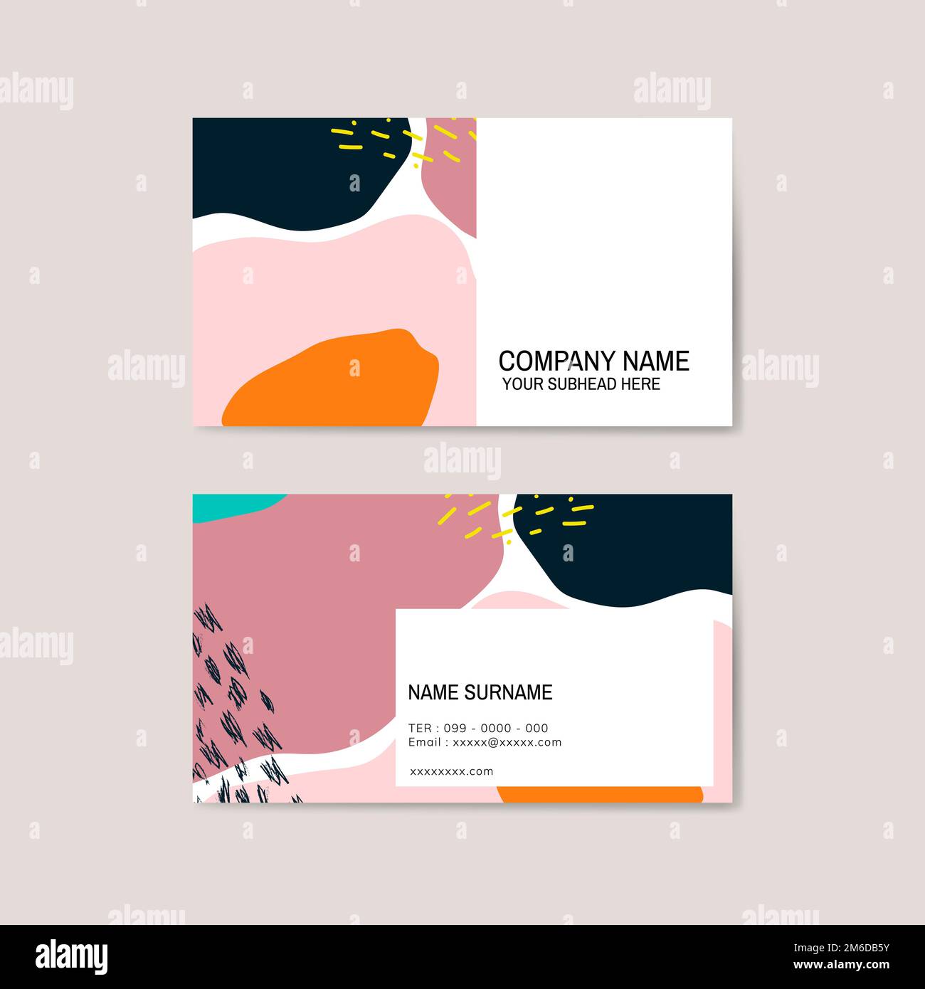 Colorful Memphis pattern business card vector Stock Vector Image & Art ...