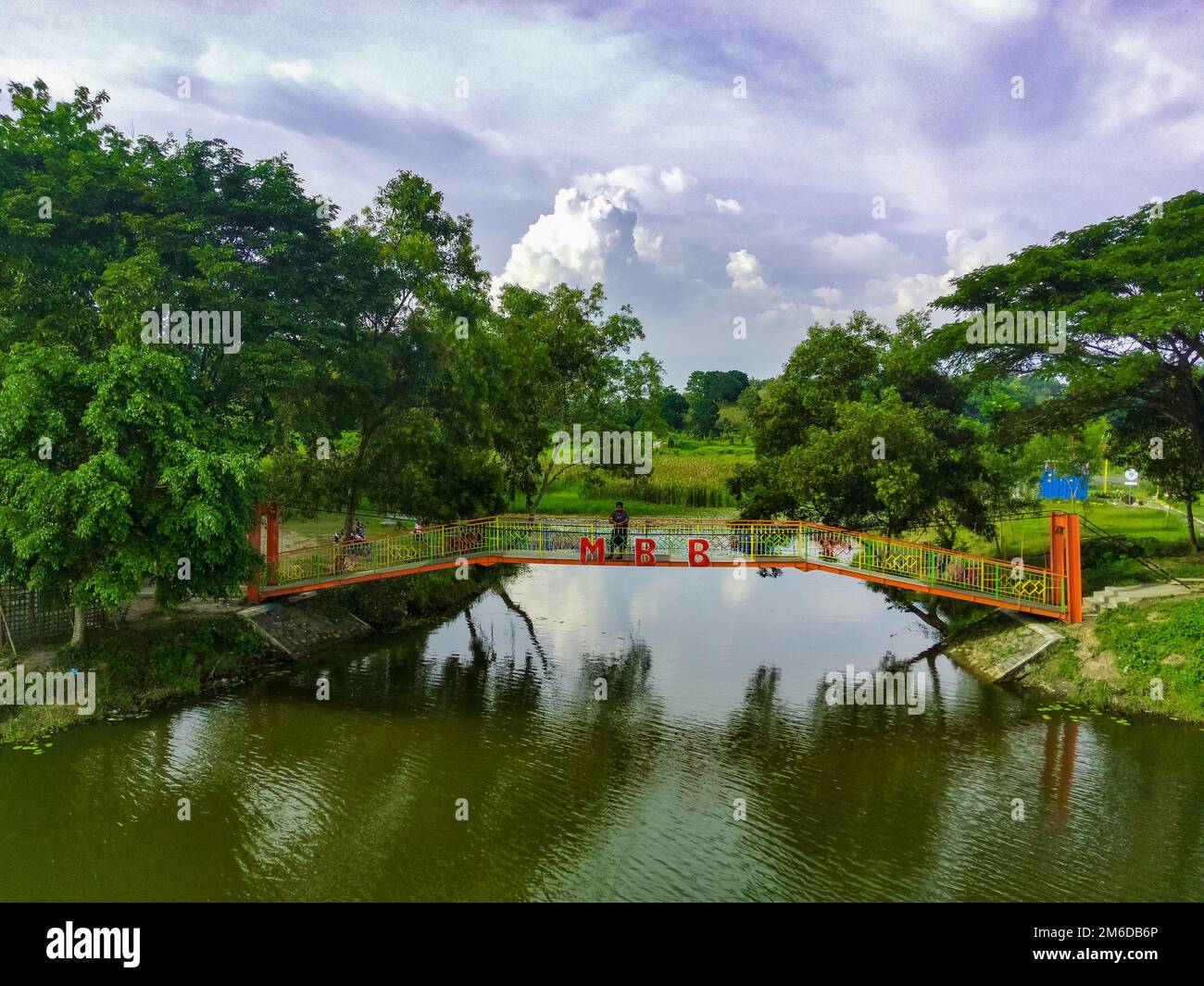 Small bridge over the lake in Tanjungan Dam, Mojokerto. Indonesia Stock ...