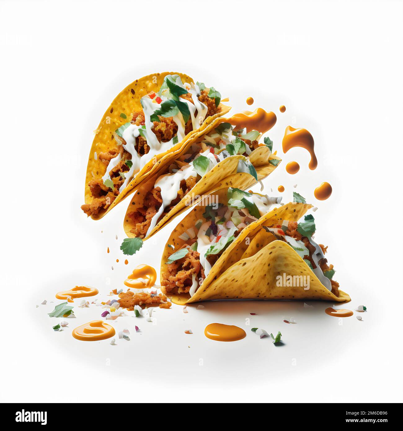 Tasty Tacos with Avocado, Salsa, and Lime on white background, latin ...