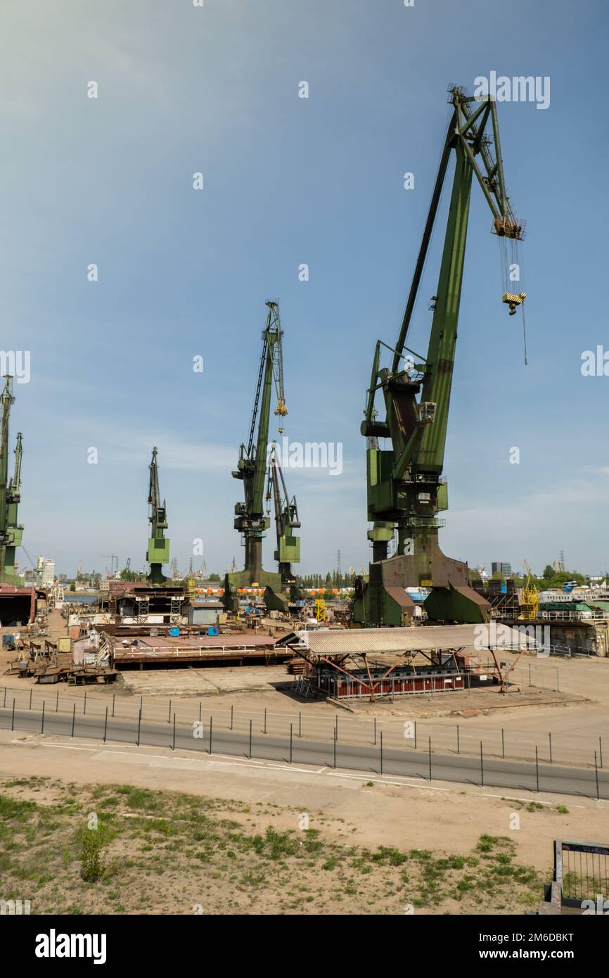 Industrial building at the Gdansk Shipyard, former Lenin Shipyard ...