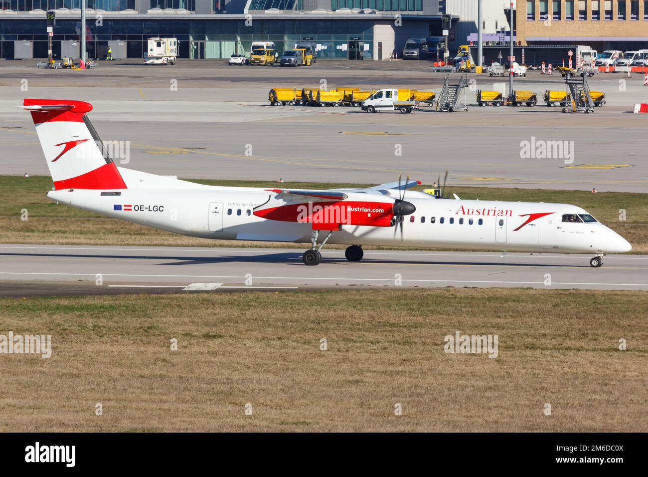 Austrian Airlines Bombardier DHC-8-400 airplane Stuttgart airport Stock ...