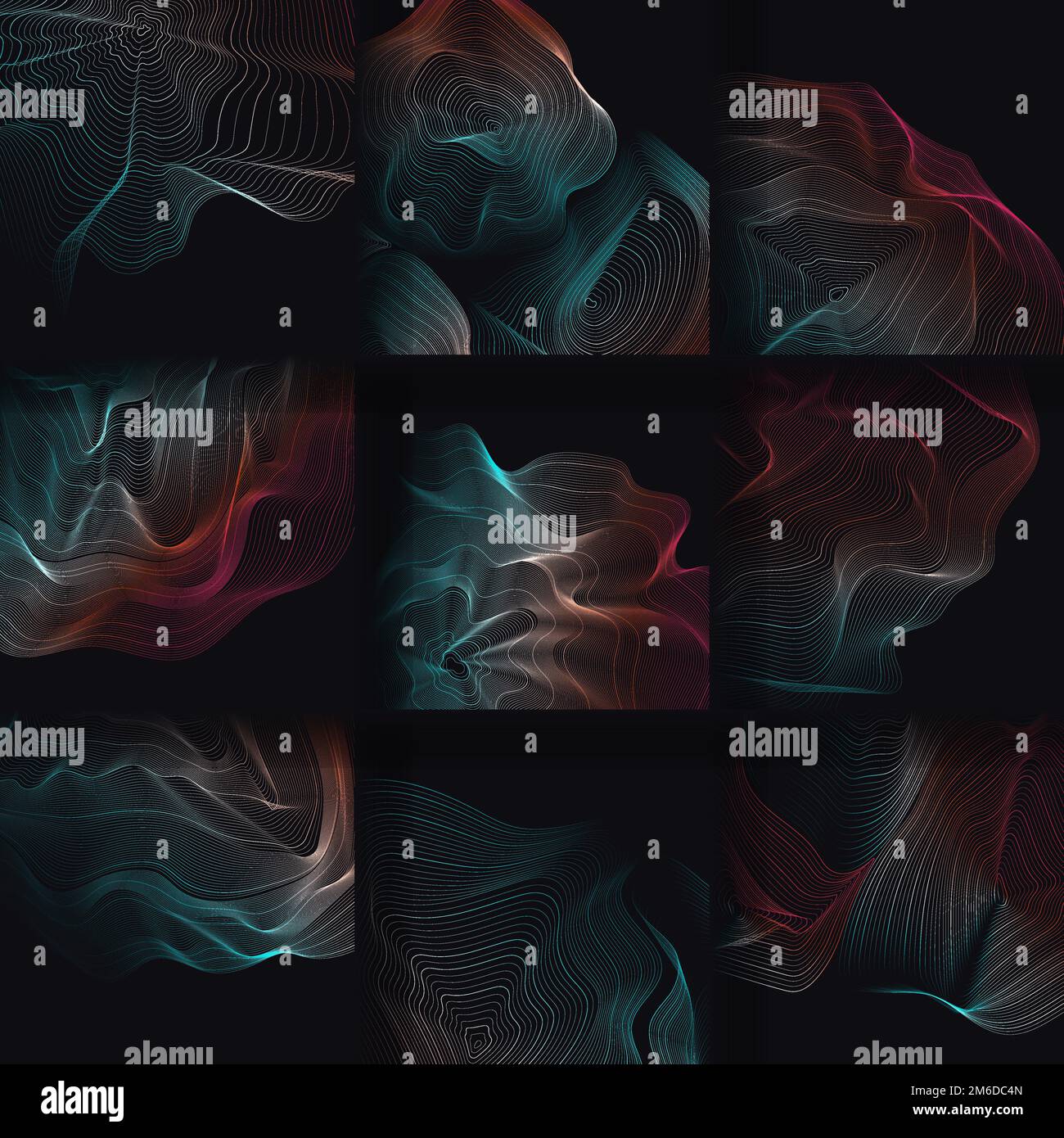 Blue and red abstract map contour lines background set Stock Vector ...