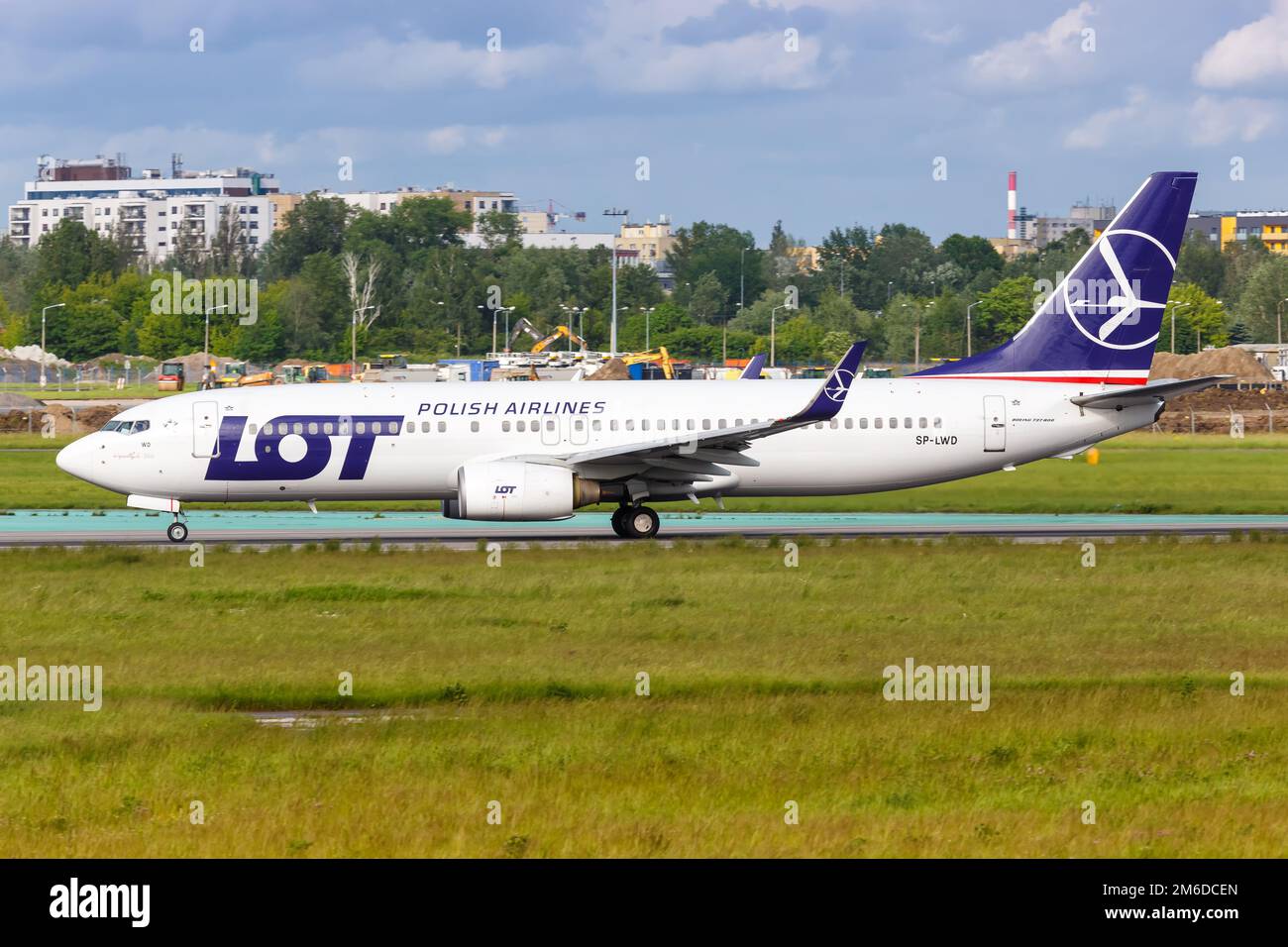 LOT Polish Airlines Boeing 737-800 airplane Warsaw airport Stock Photo ...