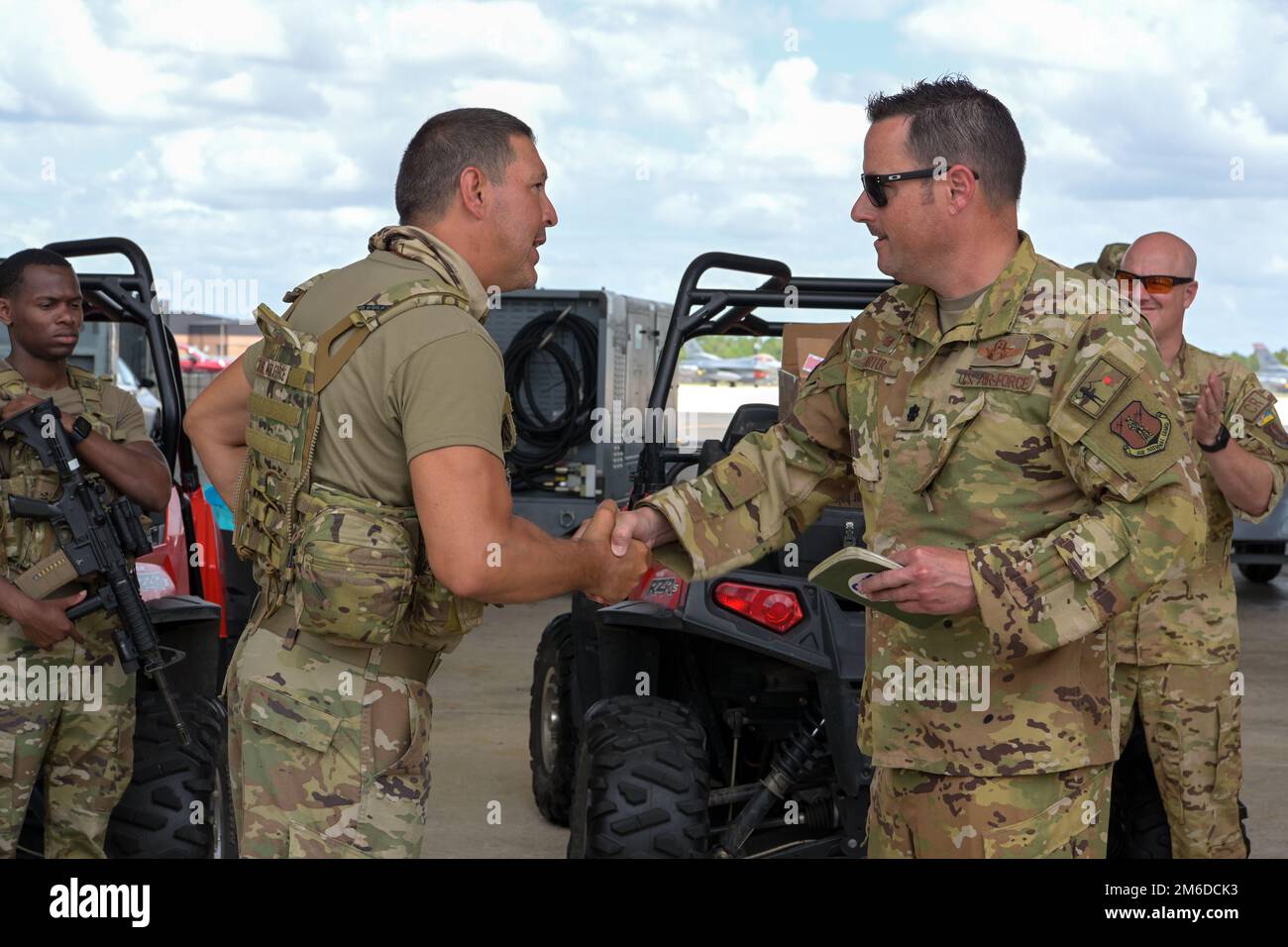U.S. Air Force Master Sgt. Renato Simoni, left, the senior enlisted ...