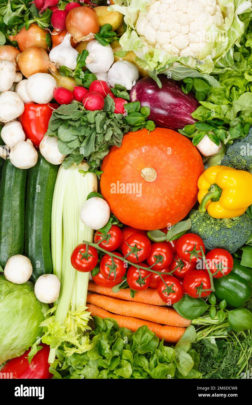 Vegetables collection food background portrait format tomatoes carrots ...