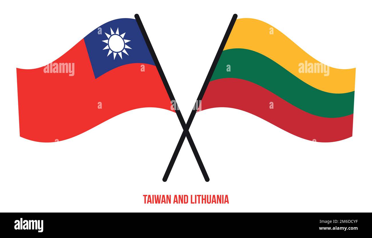 Taiwan and Lithuania Flags Crossed And Waving Flat Style. Official ...