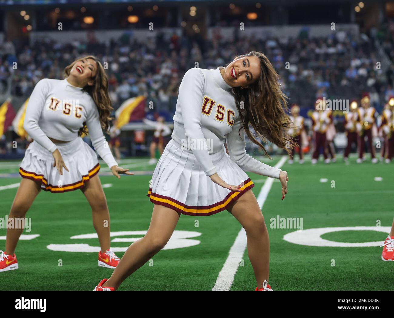 Arlington, TX, USA. 2nd Jan, 2023. The USC Song Girls perform during ...