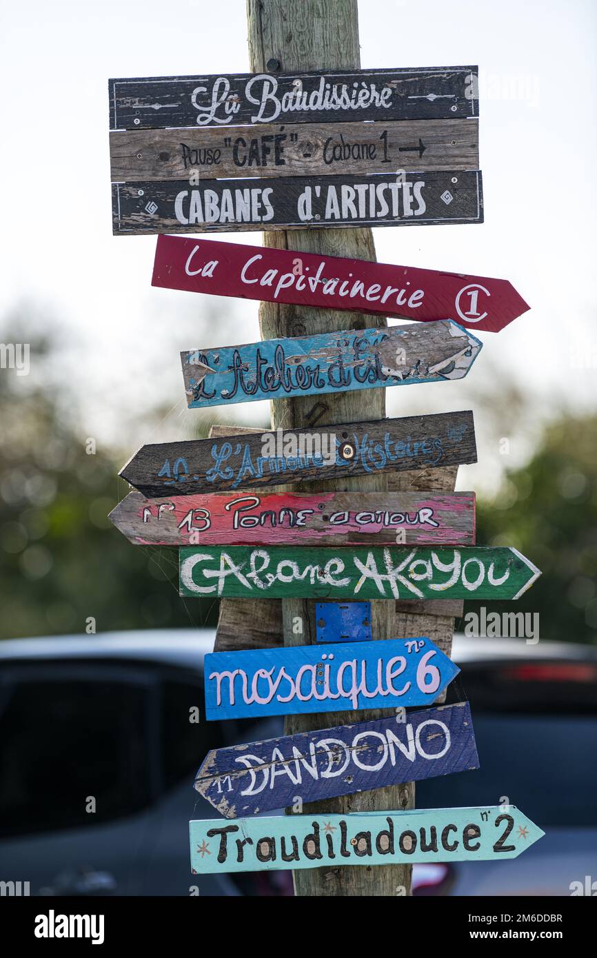 Popular tourist destination, Tourist signs weathered Stock Photo - Alamy