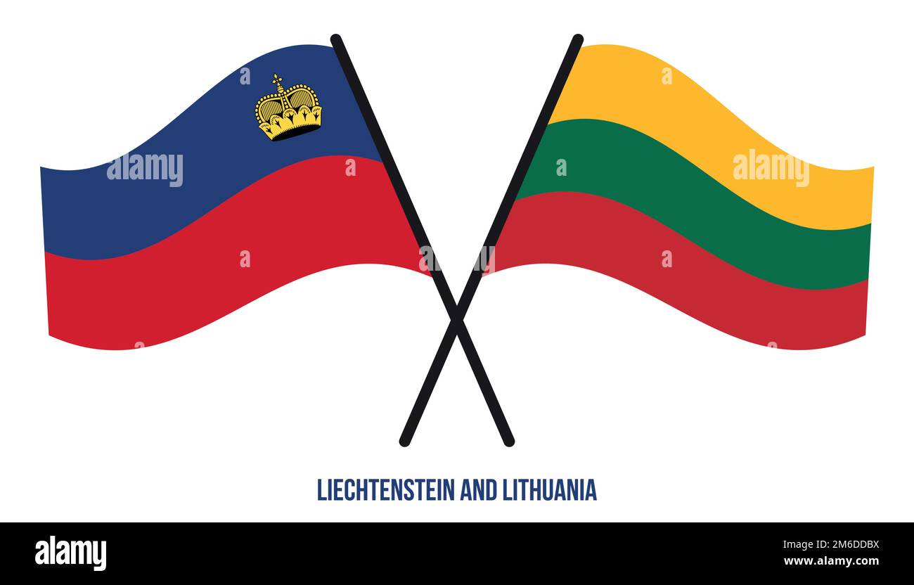 Liechtenstein and Lithuania Flags Crossed And Waving Flat Style ...