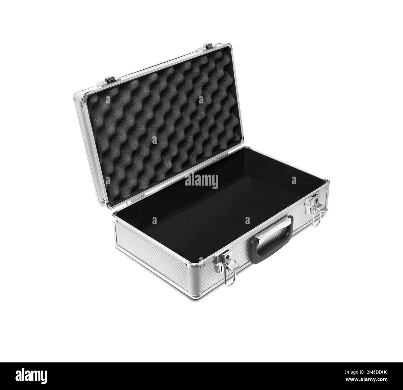 Metallic suitcase isolated on white background Stock Photo - Alamy