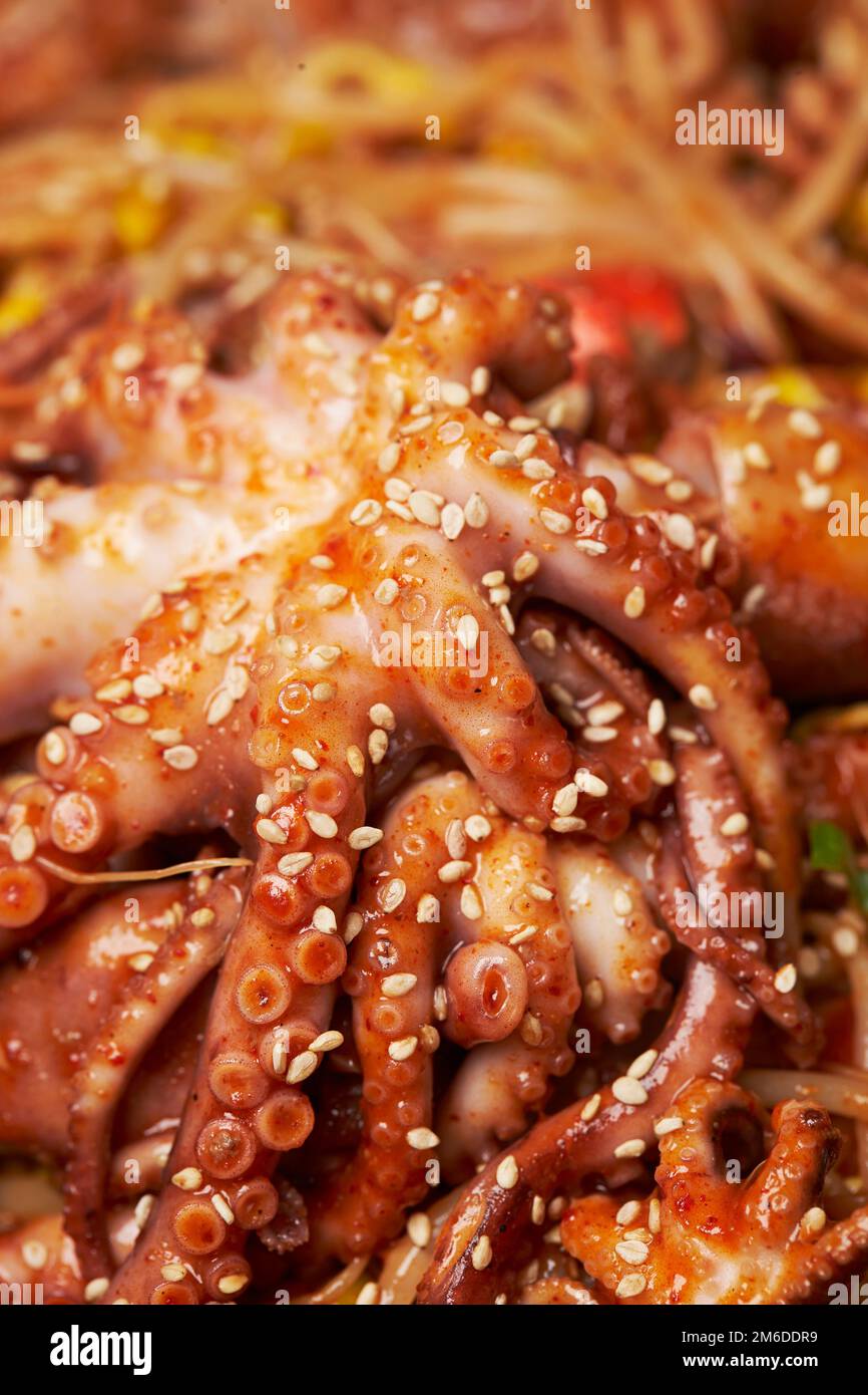 Stir fried spicy vegetable octopus Stock Photo - Alamy