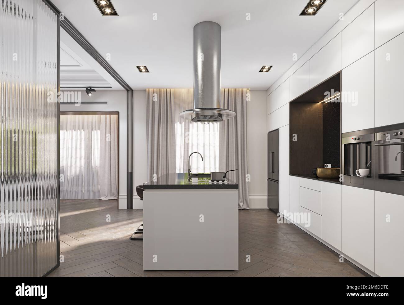 modern kitchen design. 3d interior rendering Stock Photo - Alamy