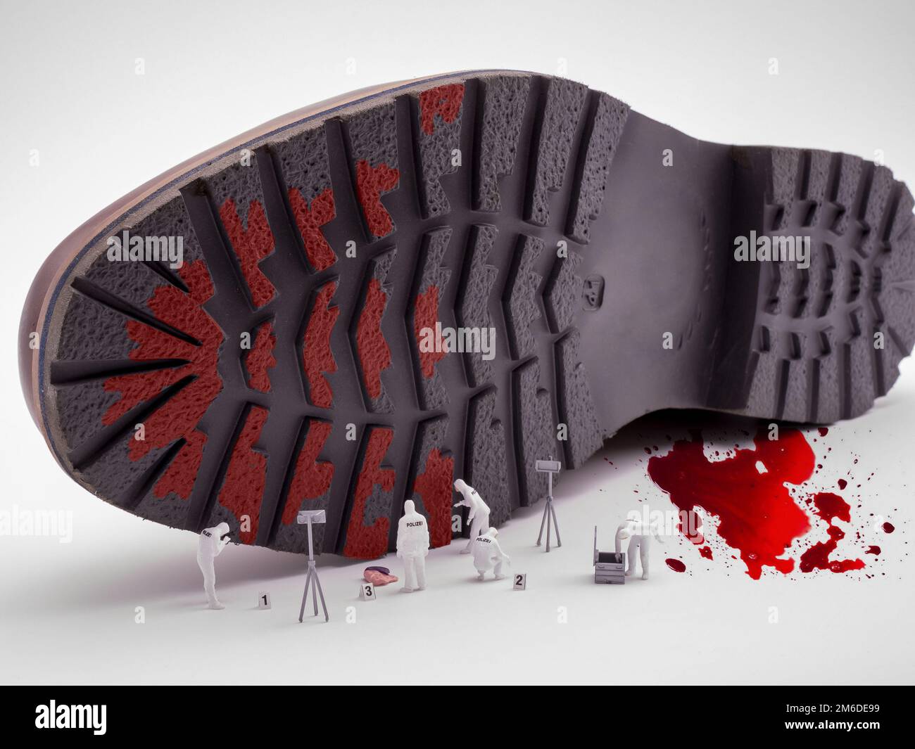 Miniatur police forensics examining shoe Stock Photo - Alamy