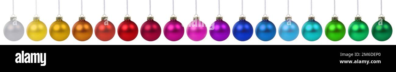 Christmas balls baubles banner color colorful decoration in a row ...