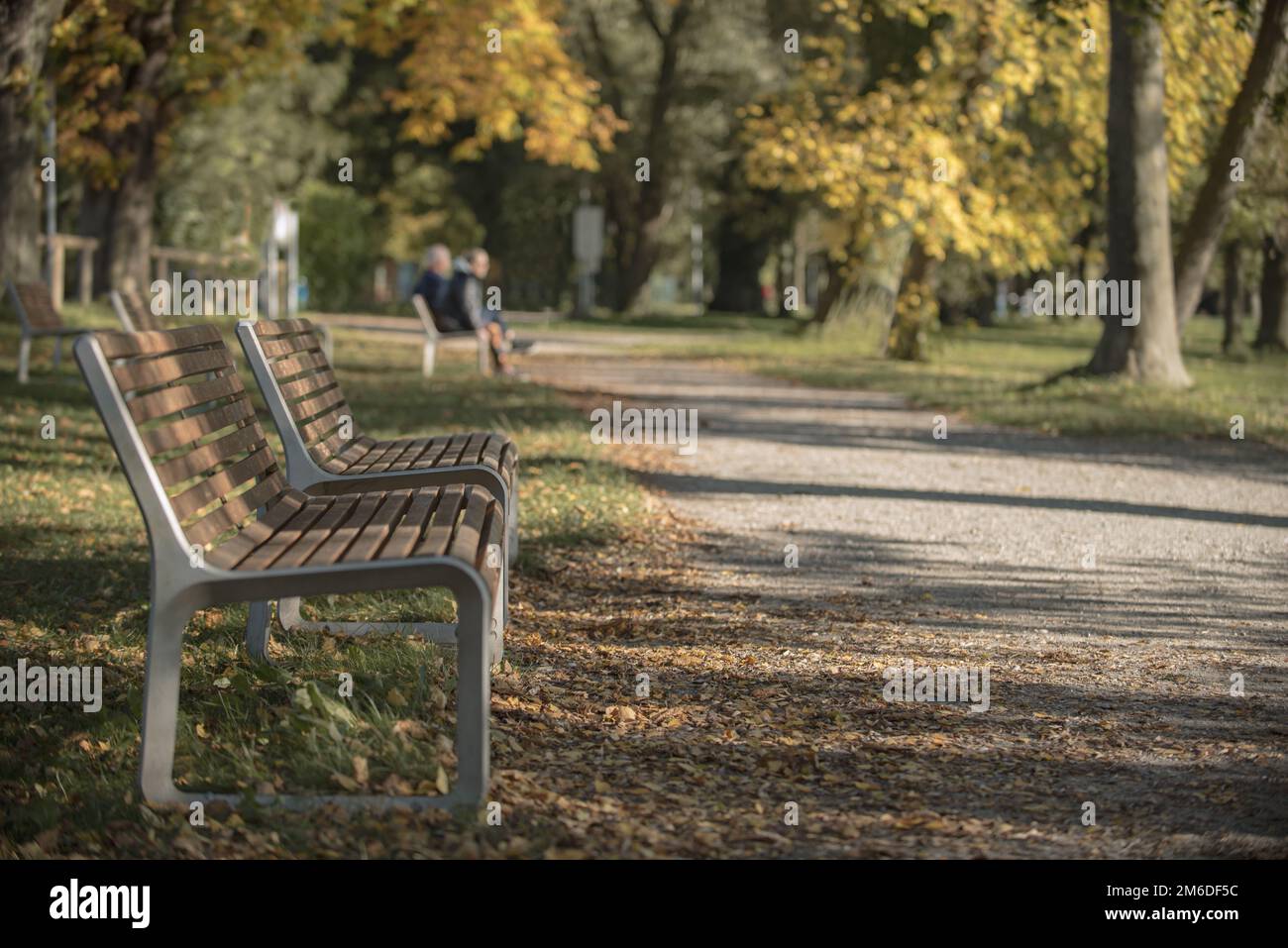 Beautiful autumn landscape benches hi-res stock photography and images - Alamy