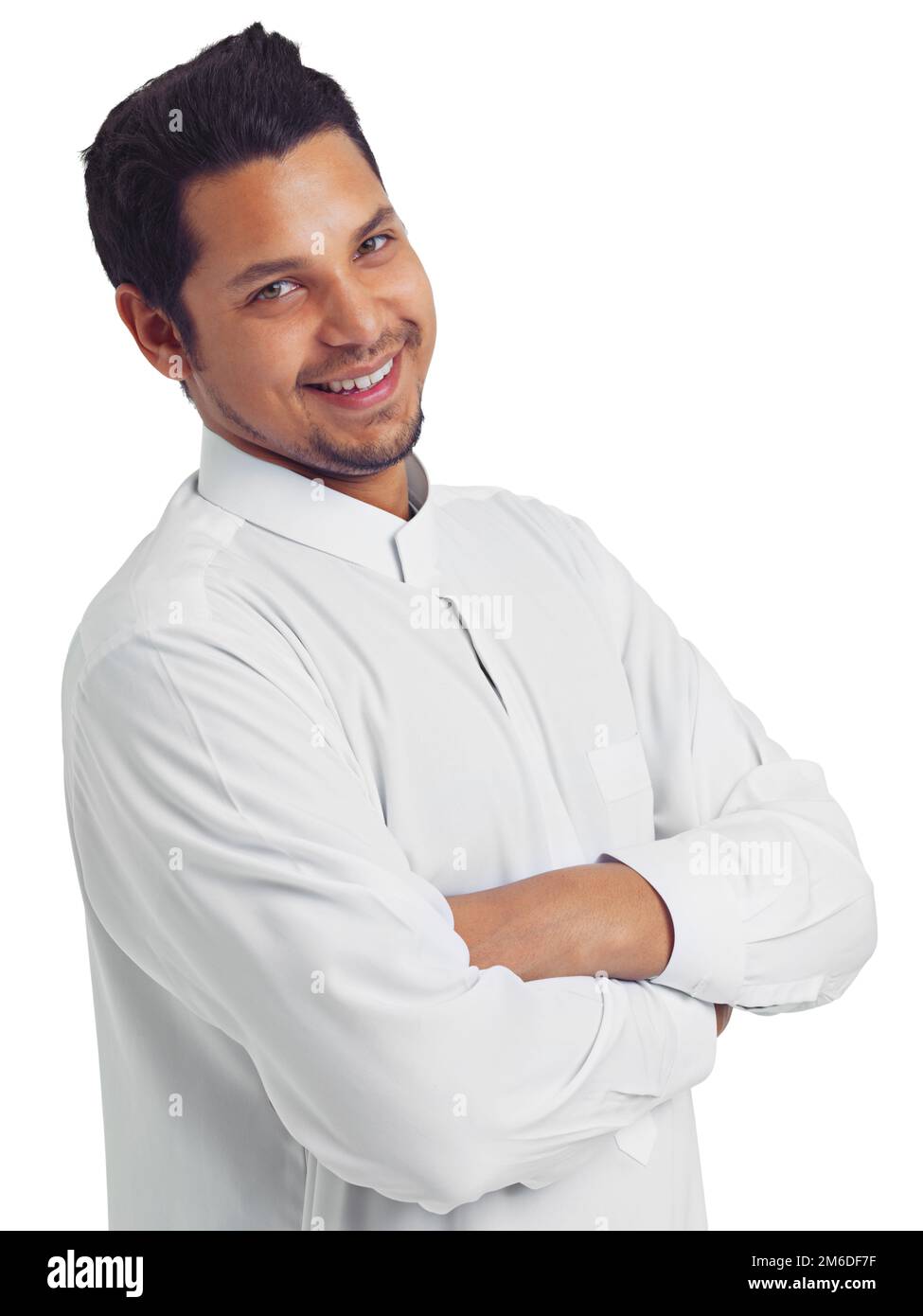 Charm and tradition. Studio portrait of a young arabic man isolated on ...