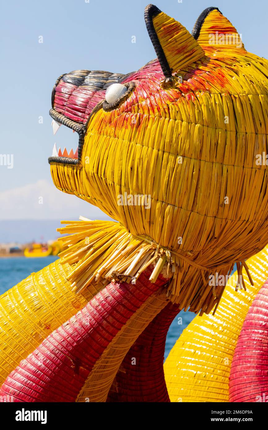 Peru Lake Titicaca particular of a typical straw boat Stock Photo - Alamy