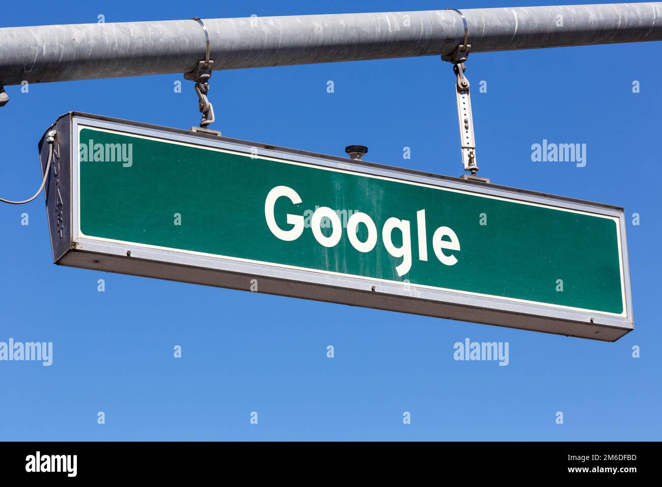 Google street sign at headquarter headquarters HQ Mountain View Stock ...