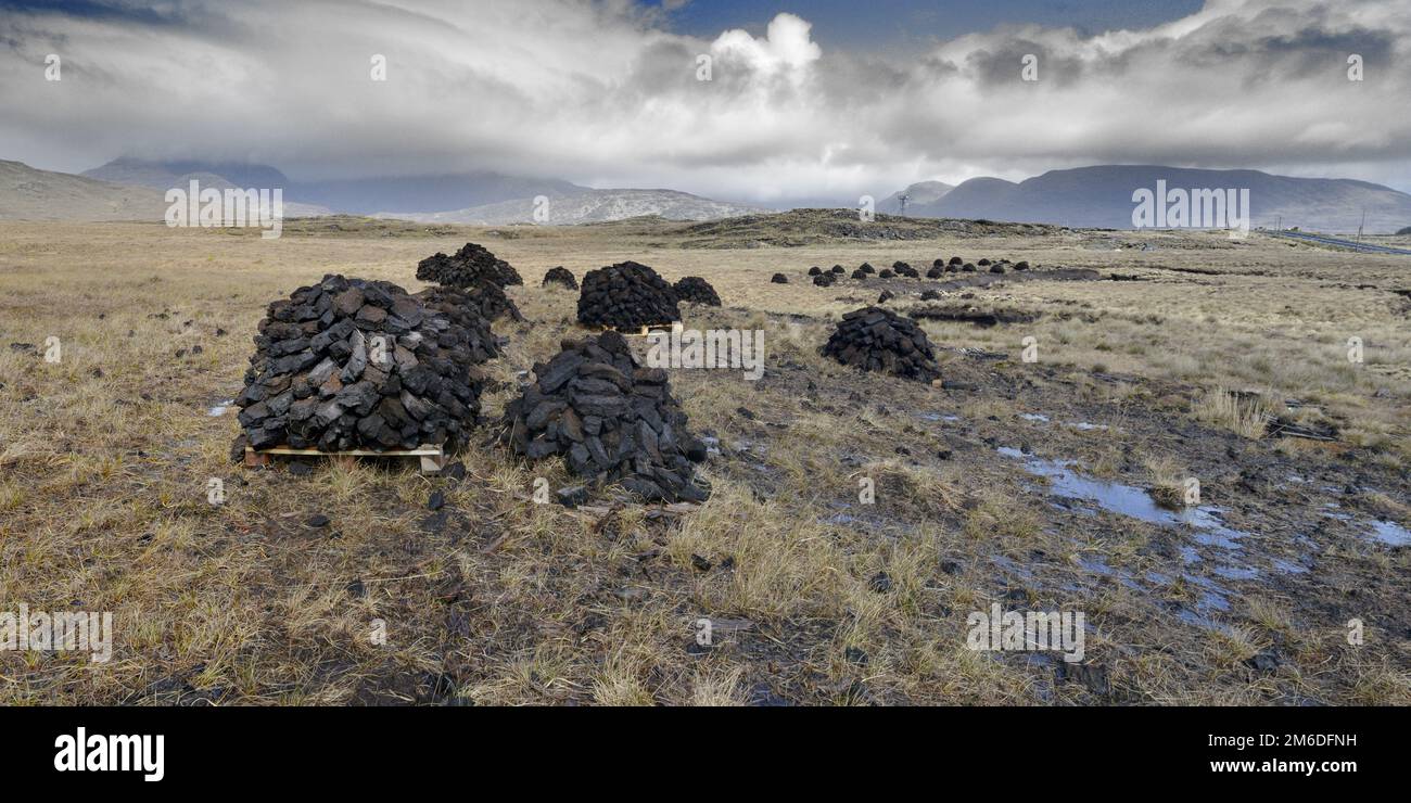 Turf on a bogland Ireland Stock Photo - Alamy