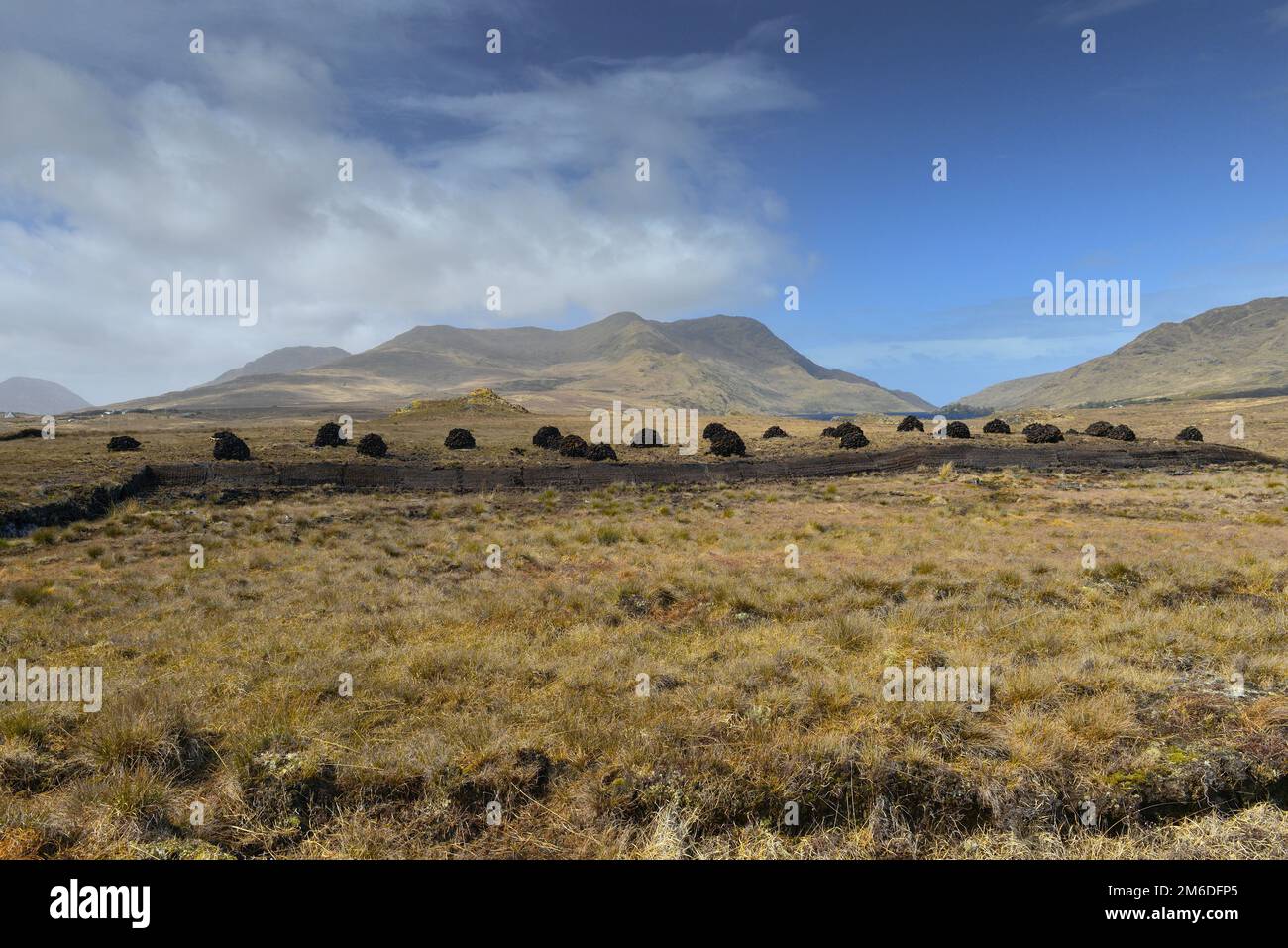 Turf on a bogland Ireland. West coast Connemara Stock Photo - Alamy