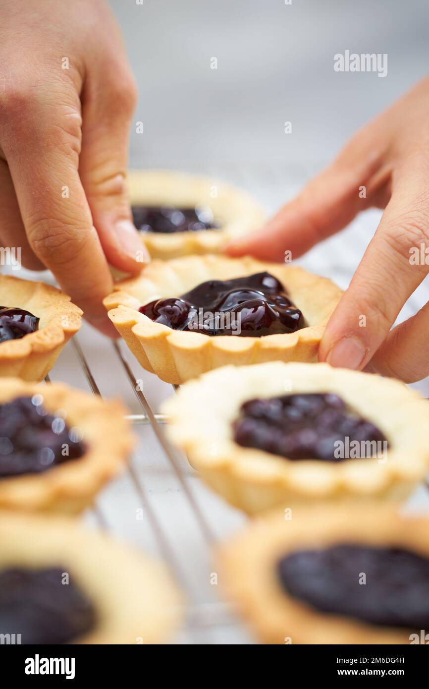 Making dessert, blueberry jam close-up Stock Photo - Alamy