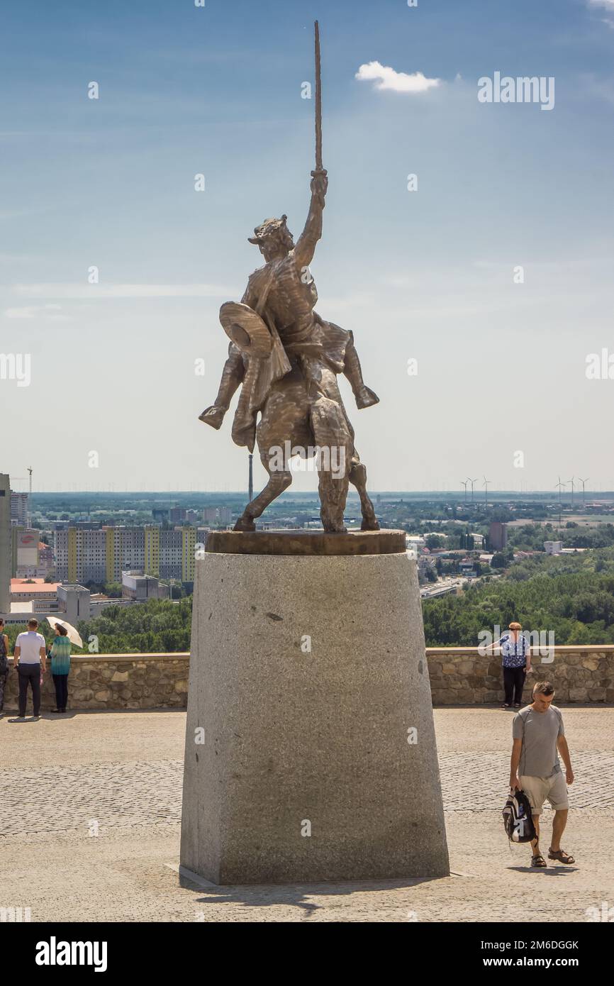 White statue of Bratislava Castle in capital of Slovakia Stock Photo ...