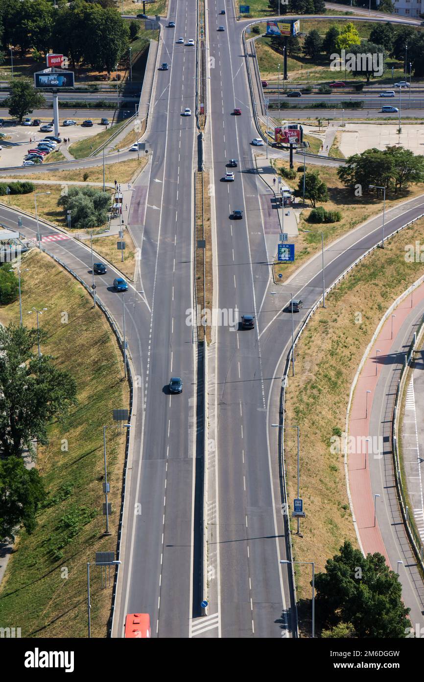 Aerial view over bratislava inner city highway Stock Photo - Alamy
