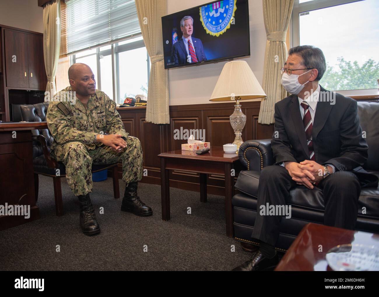 Capt. David Adams, Commander, Fleet Activities Sasebo (CFAS), meets ...