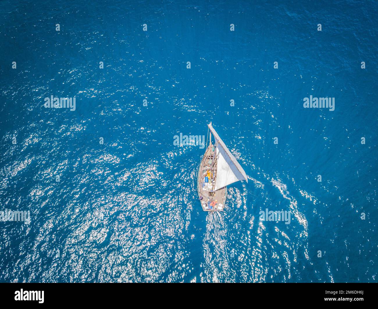 Drone picture of a traditional dhow sailboat Stock Photo - Alamy
