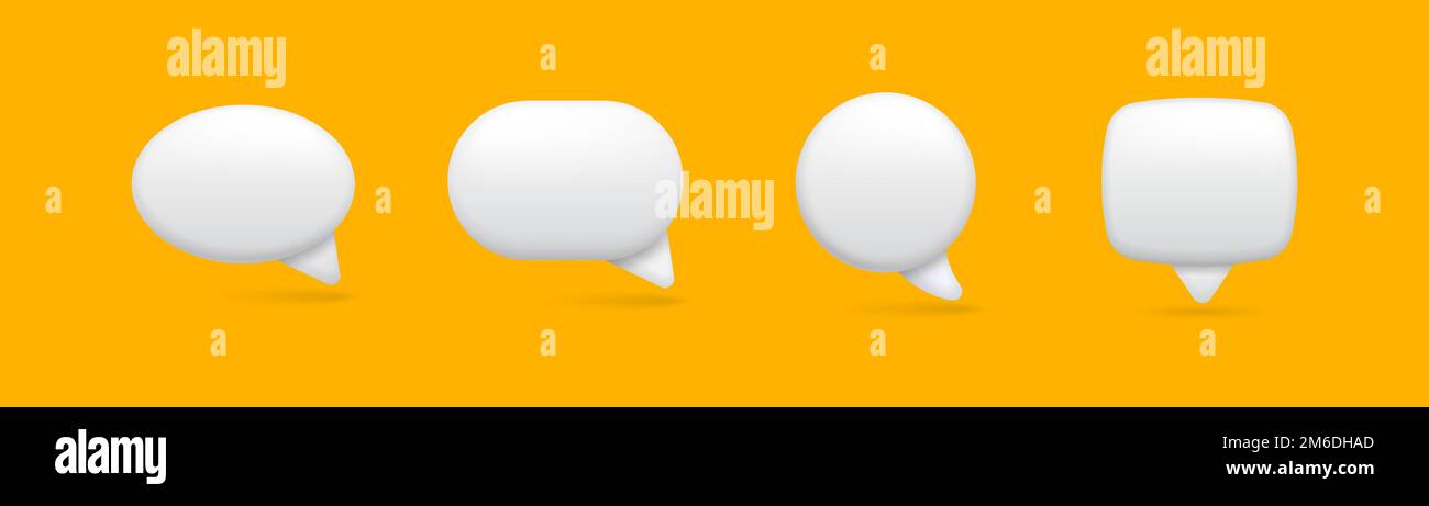 3d thinking bubbles shape and form on yellow. Vector communication ...