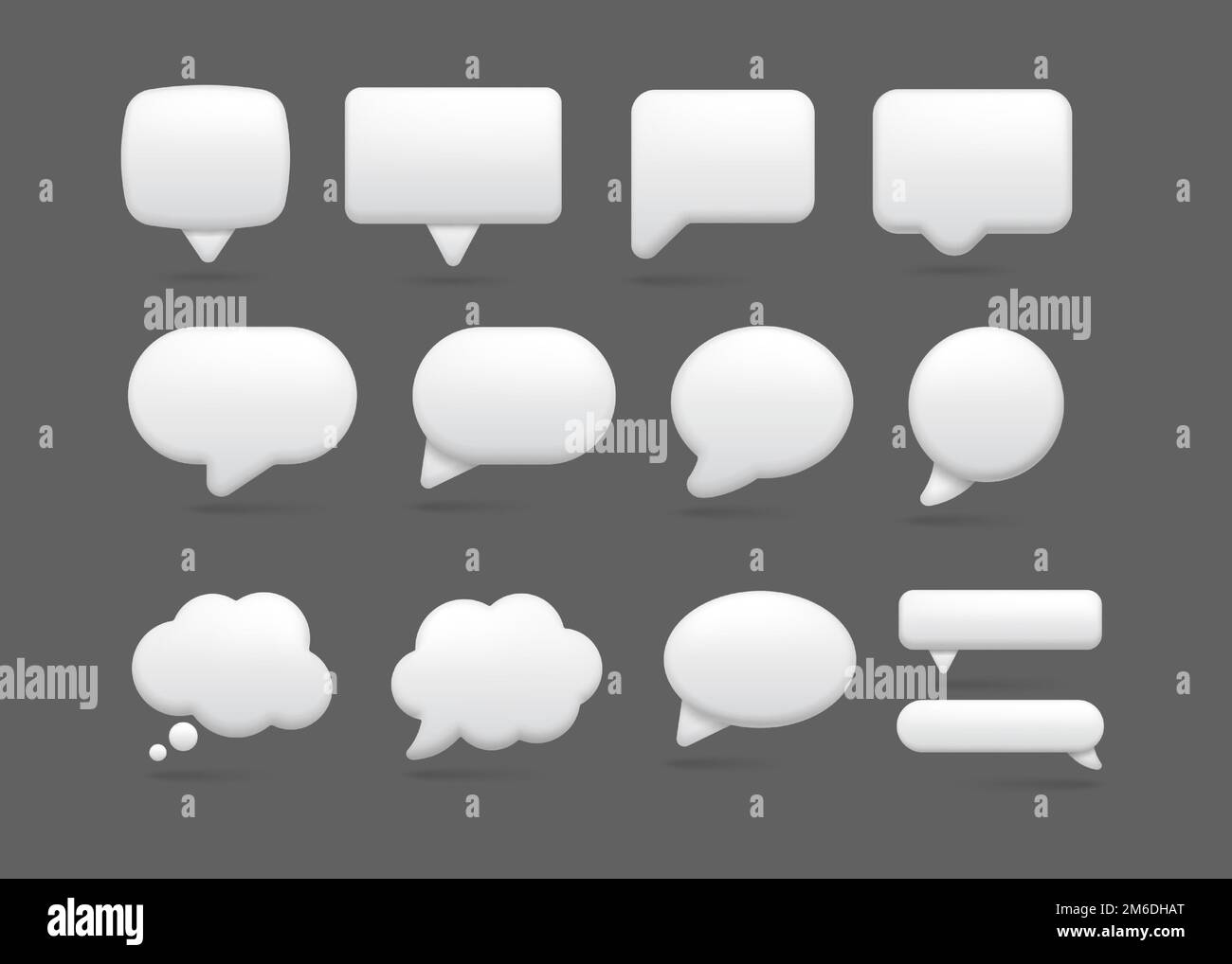 3d white speech bubbles shape of collection. Vector dialog bubble shape ...