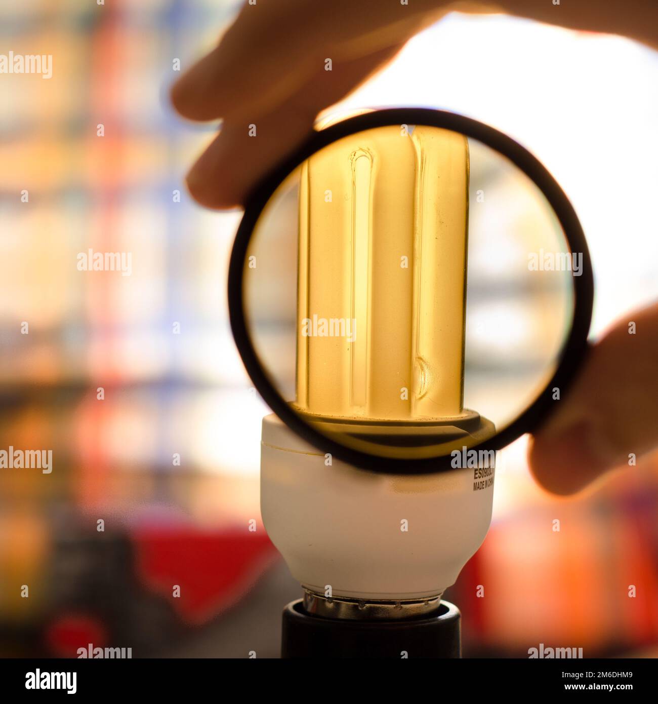 Lens neutral density filter before swithed led bulb Stock Photo - Alamy