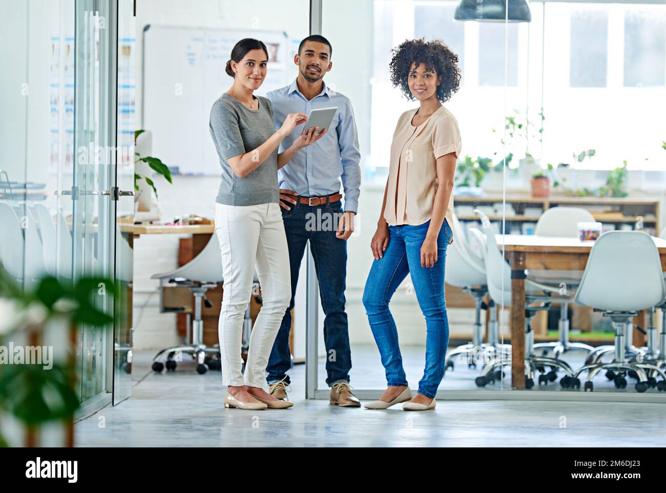 This office is full of positive vibes. Portrait of a diverse group of ...