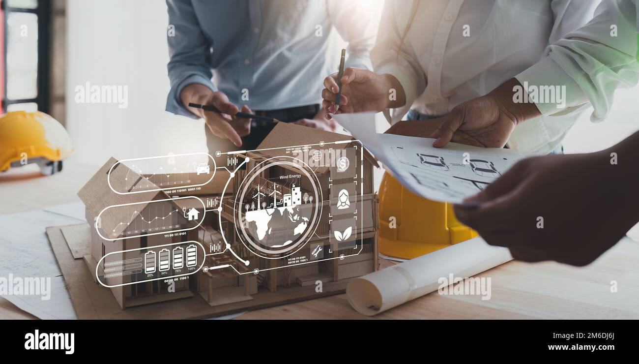 Architect people working with blueprints. Civil engineer teams meeting ...