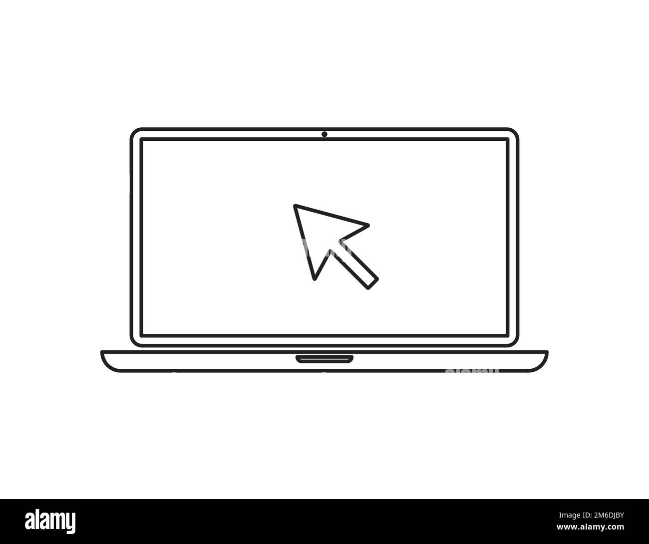 Laptop linear with pointer in flat style. Linear icon. Vector flat ... Laptop linear with pointer in flat style. Linear icon. Vector flat ...