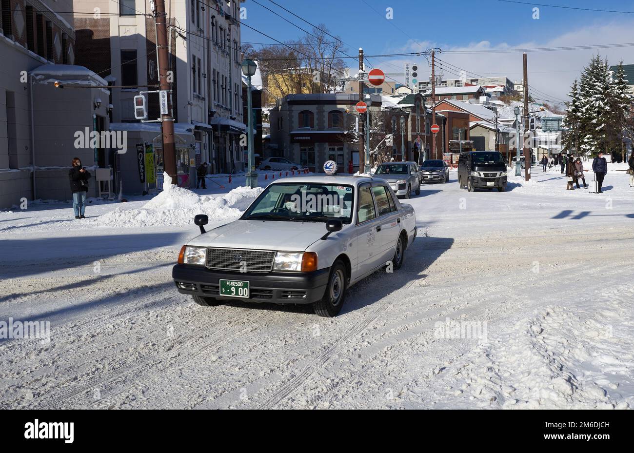 Otaru, Japan - December 19, 2022 : Snow-covered streets of Otaru. Otaru ...