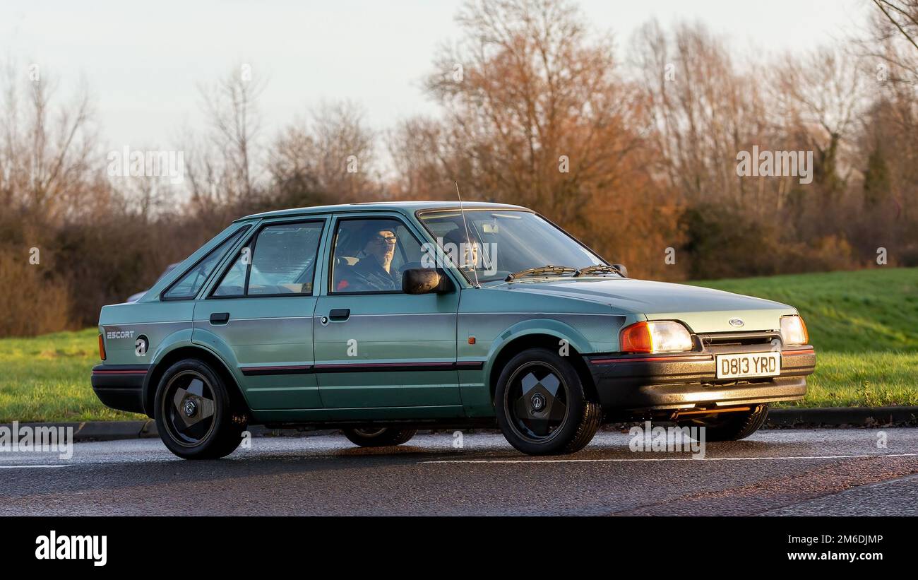 1987 green Ford Escort classic car Stock Photo - Alamy