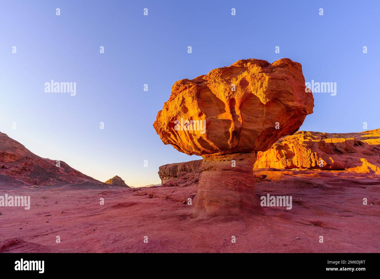 Sunrise view of the Mushroom rock formation (HaPitriya), in Timna ...