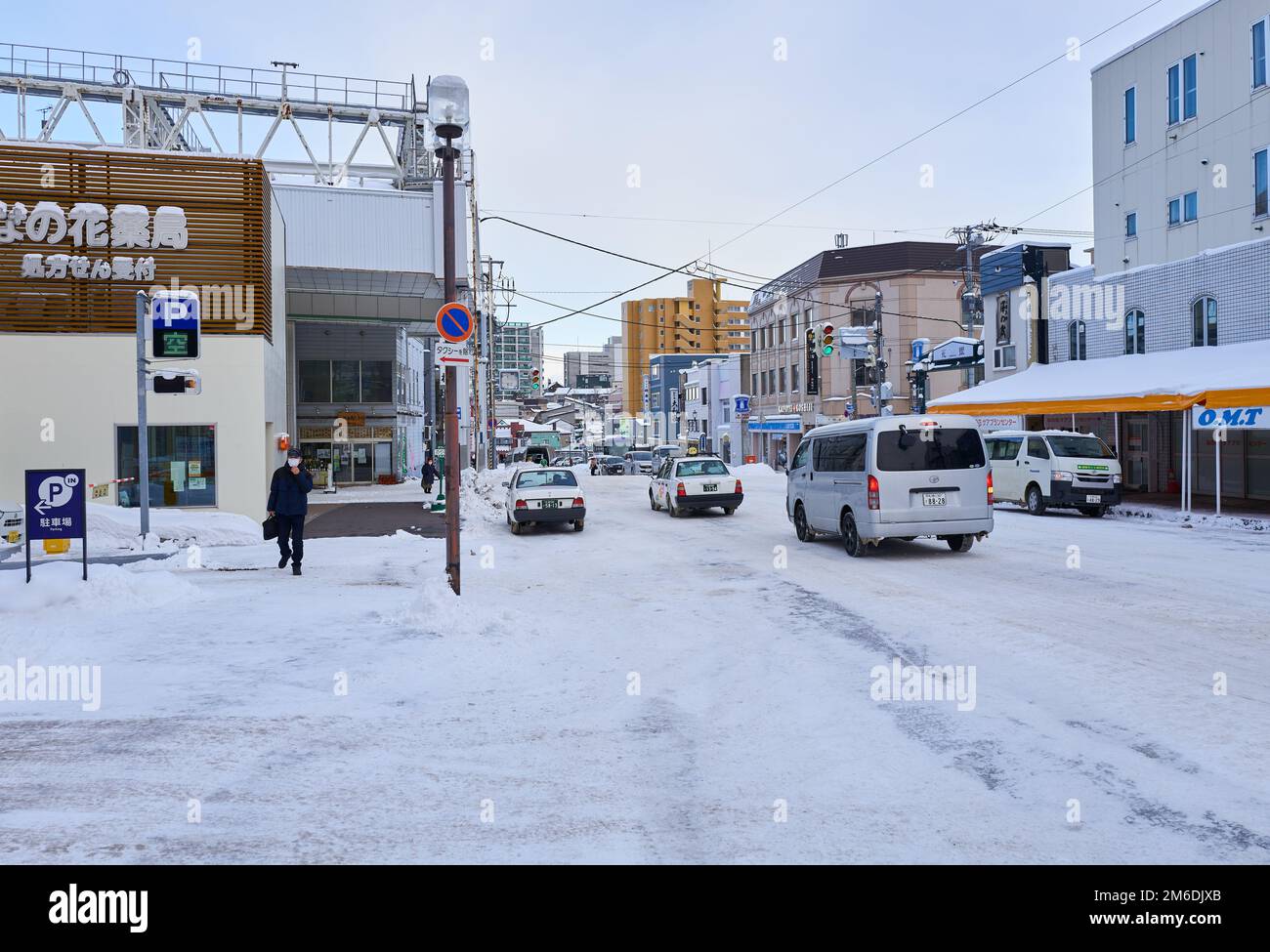 Otaru, Japan - December 19, 2022 : Snow-covered streets of Otaru. Otaru ...