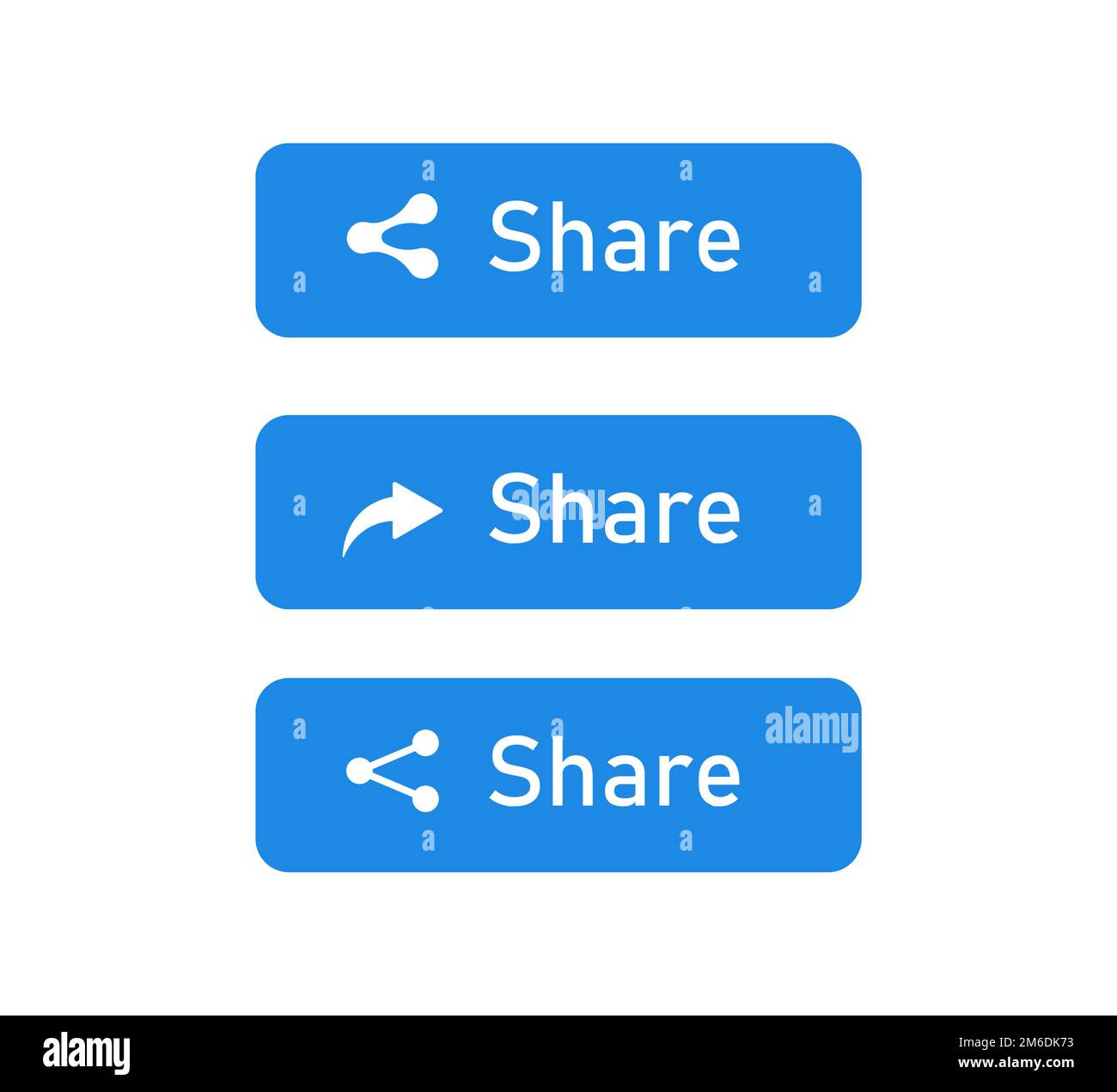 Blue share button isolated on white background. Internet technology ...