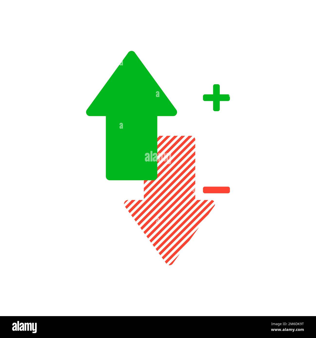 Arrows up and down green and red colors. Isolated on white background ...