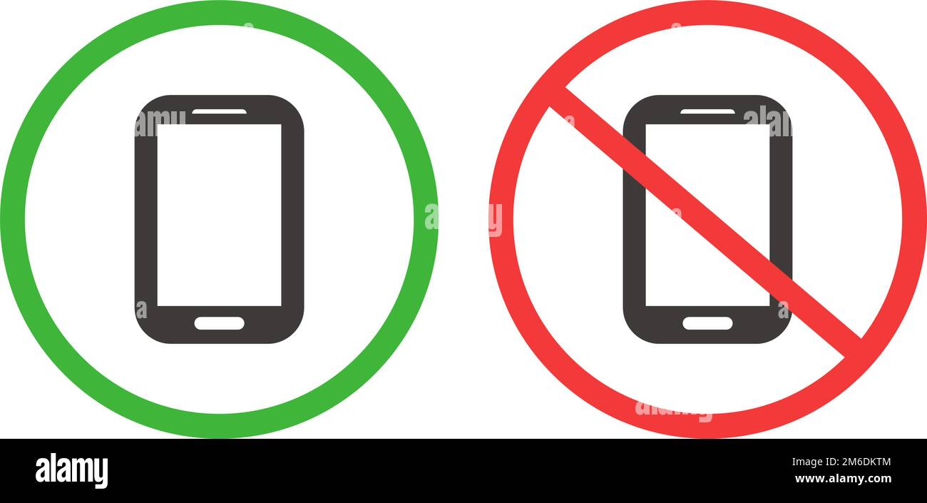 Smartphone Restrictions Icon Set. Smartphone use allowed and prohibited ...