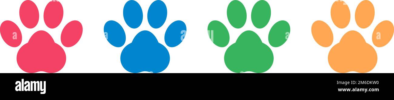 Animal paw icon set. Paw prints of cats and dogs. Editable vector Stock ...