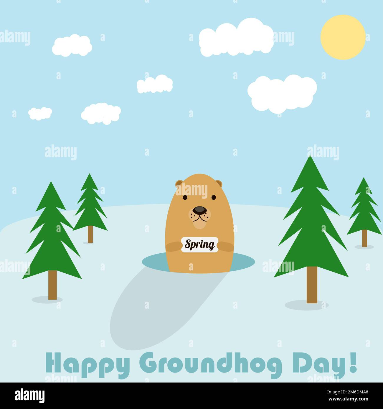 Vector illustration for Groundhog Day celebration spring cute animal ...