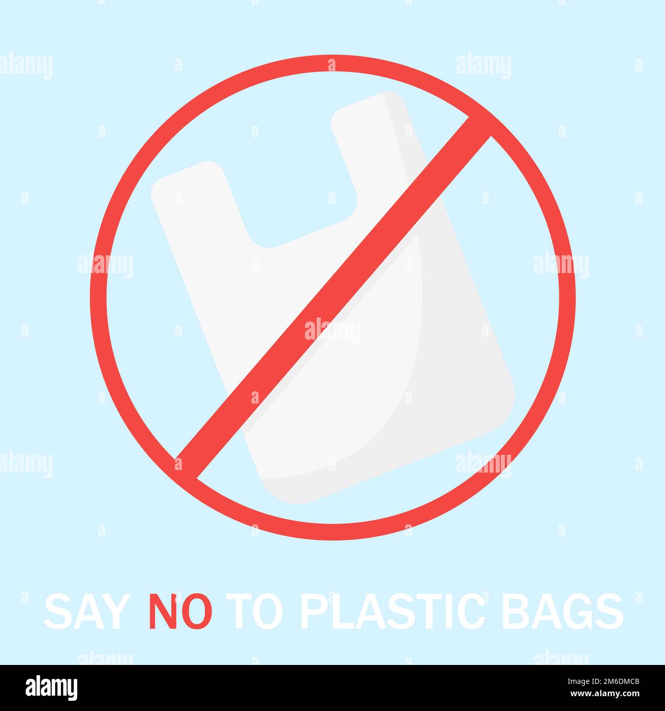 Vector illustration stop plastic bags blue bacground save ecologyno ...